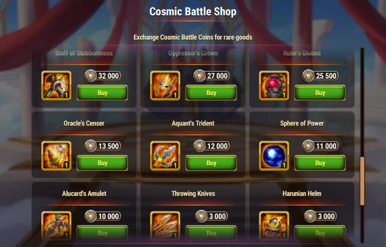 [Hero Wars Guide]Cosmic Battle Shop - Insights with HeroWars Login