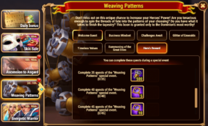 [Hero Wars Guide]Weaving Patterns All Quests - Insights with HeroWars Login