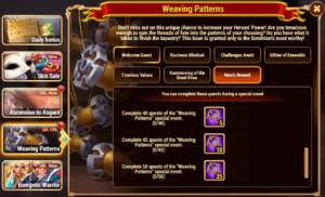 [Hero Wars Guide]Weaving Patterns All Quests - Insights with HeroWars Login