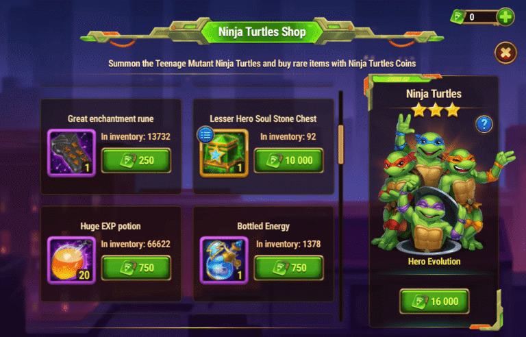 [Hero Wars Guide]Ninja Turtles Shop, Brawls Shop, Secret Laboratories｜Insights with HeroWars Login